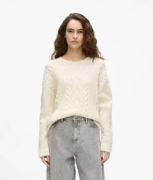 Karl Lagerfeld Chunky Cable Knit Sweater - Cannoli Cream