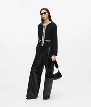 Karl Lagerfeld Textured Beaded Cardigan