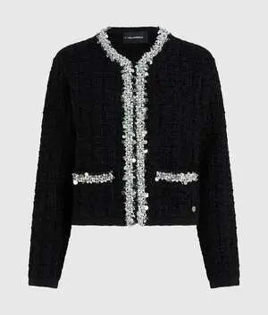 Karl Lagerfeld Textured Beaded Cardigan
