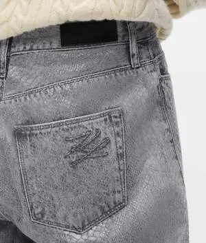 Karl Lagerfeld Coated Python Barrel-leg Jeans