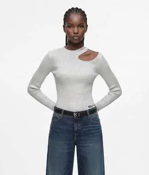KL JEANS Jeans Metallic Ribbed Sweater With Shoulder Cut-out