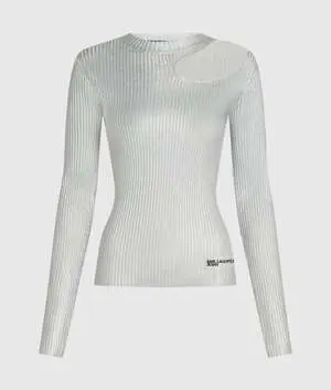 KL JEANS Jeans Metallic Ribbed Sweater With Shoulder Cut-out
