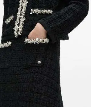 Karl Lagerfeld Faux-pearl Midi Knitted Skirt