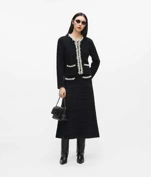 Karl Lagerfeld Faux-pearl Midi Knitted Skirt