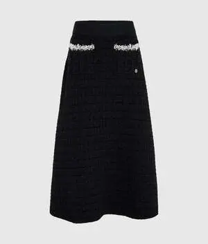 Karl Lagerfeld Faux-pearl Midi Knitted Skirt