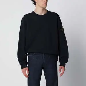 Stone Island Navy Crewneck Sweatshirt In Cotton - Blue