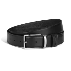 Montblanc Mm Reversible Belt In Leather With Rectangular Meisterstück Buckle - Black