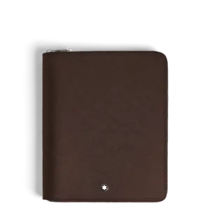 Montblanc Medium Notebook Holder With Zip In Sartorial Leather - Ebony