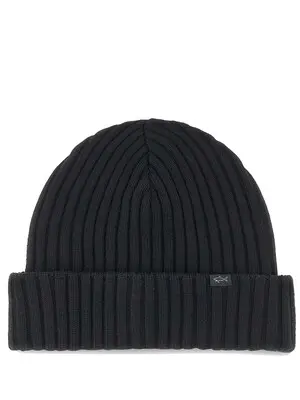 Paul & Shark Wool Ribbed Beanie - Black