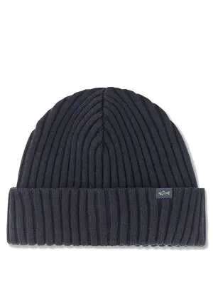 Paul & Shark Wool Ribbed Beanie - Blue