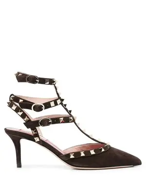 Valentino Garavani Rockstud Pumps With Straps 65mm - Brown