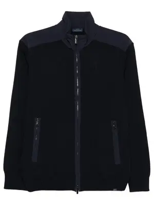 Paul & Shark Soft Cool Touch Wool Zip-up Sweater With Typhoon Re-4x4 - Blue