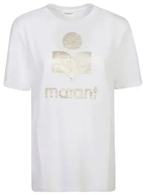MARANT ETOILE Linen T-shirt With Logo - White