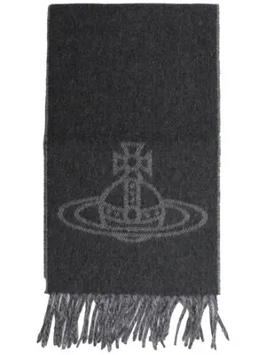 VIVIENNE WESTWOOD Reversible Wool Scarf Grey