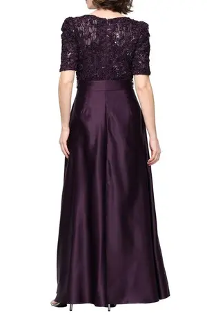 Alex Evenings Sequin Soutache Bodice Empire Waist A-line Gown