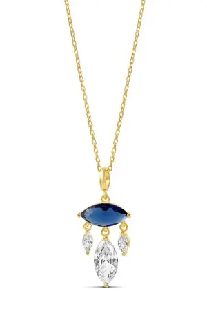 SHYMI Marquise Chandelier Pendant Necklace - Gold/blue