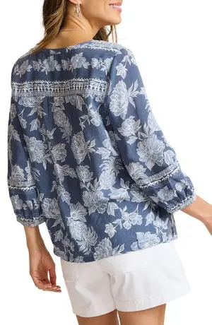 Tommy Bahama Breezy Blooms Split Neck Top