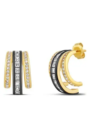 SHYMI Triple Statement Huggie Hoop Earrings - Gold