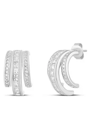 SHYMI Triple-row Cubic Zirconia Huggie Hoop Earrings - Silver