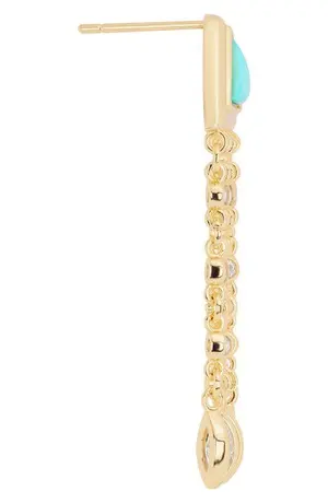 ATHRA LUXE Turquoise & Cubic Zirconia Fringe Drop Earrings