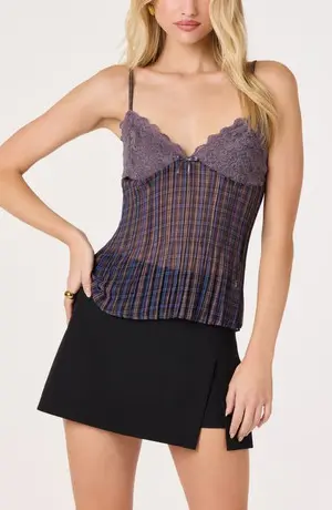 Astr The Label Haleigh Pleated Lace Camisole