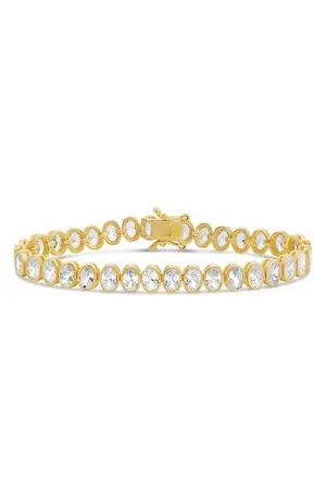 SHYMI Bezel Set Oval Cubic Zirconia Tennis Bracelet - Gold