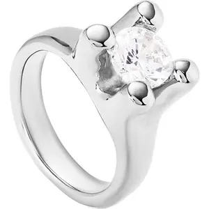 UNODE50 Sterling -plated Ring With White Cubic Zirconia Solitaire