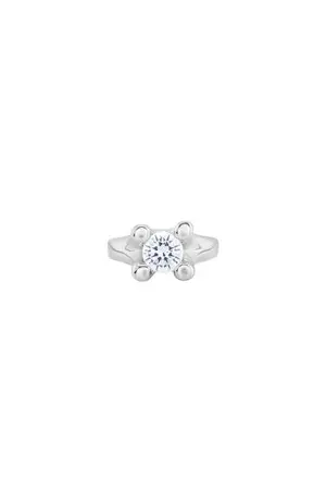 UNODE50 Sterling -plated Ring With White Cubic Zirconia Solitaire