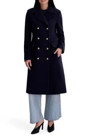 KENNETH COLE Double-breasted Twill Coat - Navy
