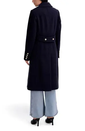 KENNETH COLE Double-breasted Twill Coat - Navy