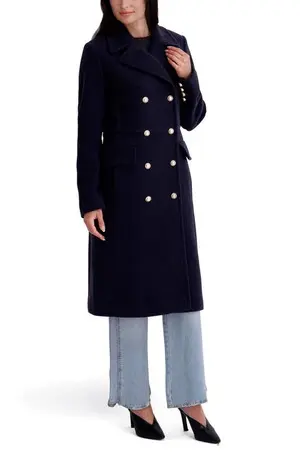 KENNETH COLE Double-breasted Twill Coat - Navy
