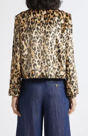Marella Spotted Print Faux Fur Jacket