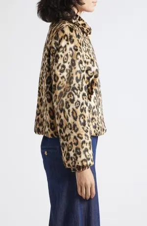 Marella Spotted Print Faux Fur Jacket