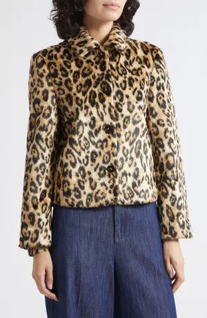 Marella Spotted Print Faux Fur Jacket