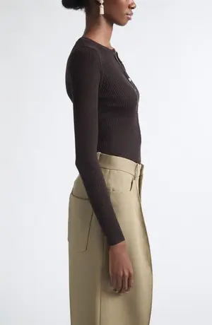 NACKIYE Merino Wool & Silk Henley Sweater