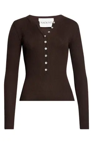 NACKIYE Merino Wool & Silk Henley Sweater