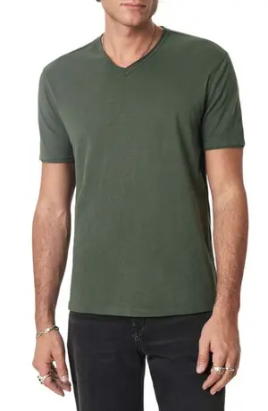 John Varvatos Miles Slub Organic Cotton V-neck T-shirt - Moss