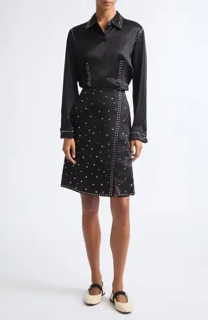 WALES BONNER Cosmic Studded Faux Wrap Midi Skirt