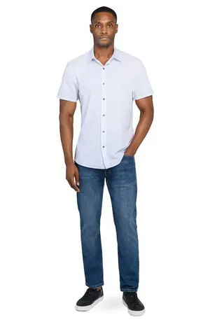 W.R.K Slim Fit Micro Geo Short Sleeve Performance Button-up Shirt