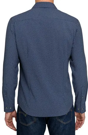W.R.K Slim Fit Geometric Print Performance Button-up Shirt