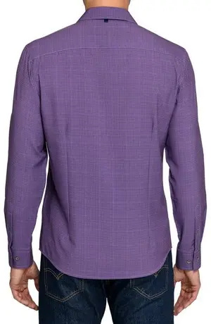 W.R.K Slim Fit Square Geo Print Performance Button-up Shirt
