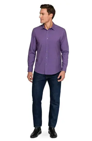 W.R.K Slim Fit Square Geo Print Performance Button-up Shirt