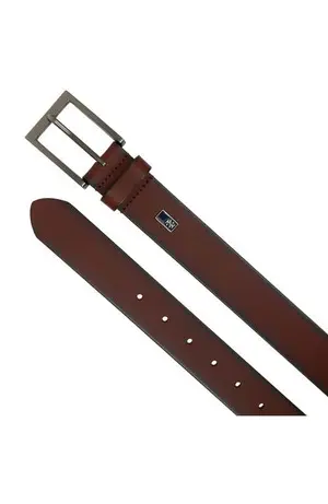 IZOD Genuine Leather Belt With Matte Brushed Gunmetal Hardware
