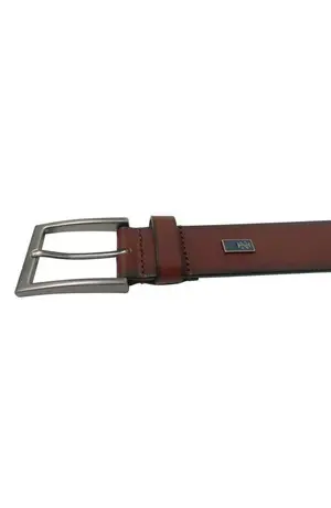 IZOD Genuine Leather Belt With Matte Brushed Gunmetal Hardware