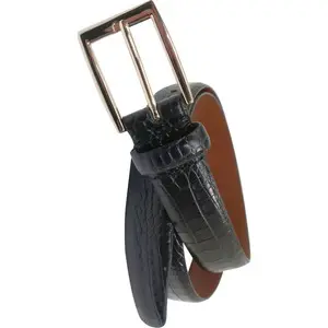 Brooks Brothers Crocodile Embossed Leather Belt - Black