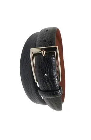 Brooks Brothers Crocodile Embossed Leather Belt