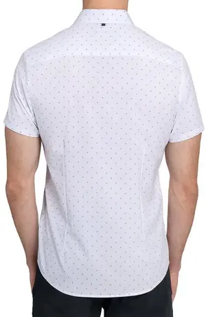 W.R.K Trim Fit Abstract Star Print Short Sleeve Performance Button-up Shirt