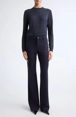 Lafayette 148 New York Striped Cashmere Crewneck Sweater