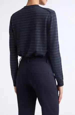 Lafayette 148 New York Striped Cashmere Crewneck Sweater
