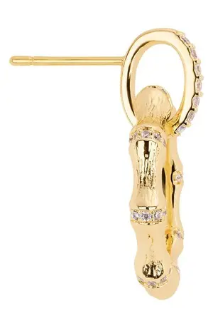 ATHRA LUXE Cubic Zirconia Bamboo Hoop Drop Earrings